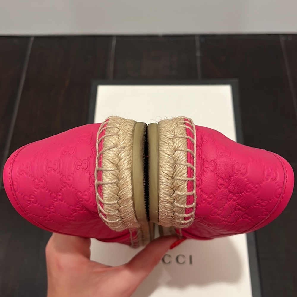 Hot Pink Gucci Microguccissima Leather Espadrille Fla… - Gem